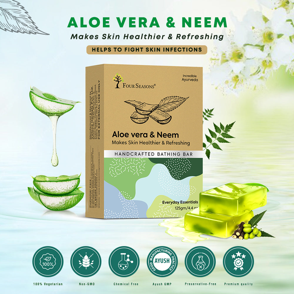 Aloe vera & Neem | Four Seasons Handcrafted Bathing Bar - Pack of 5 ...